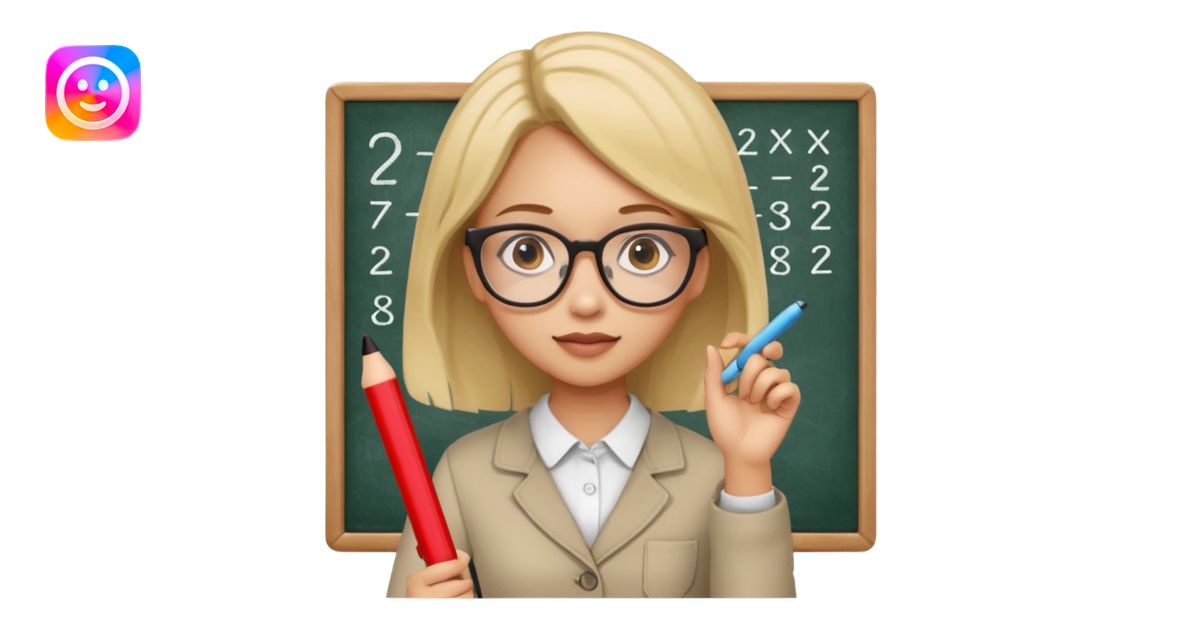 girl solving math problem on the board. emoji | AI Emoji Generator