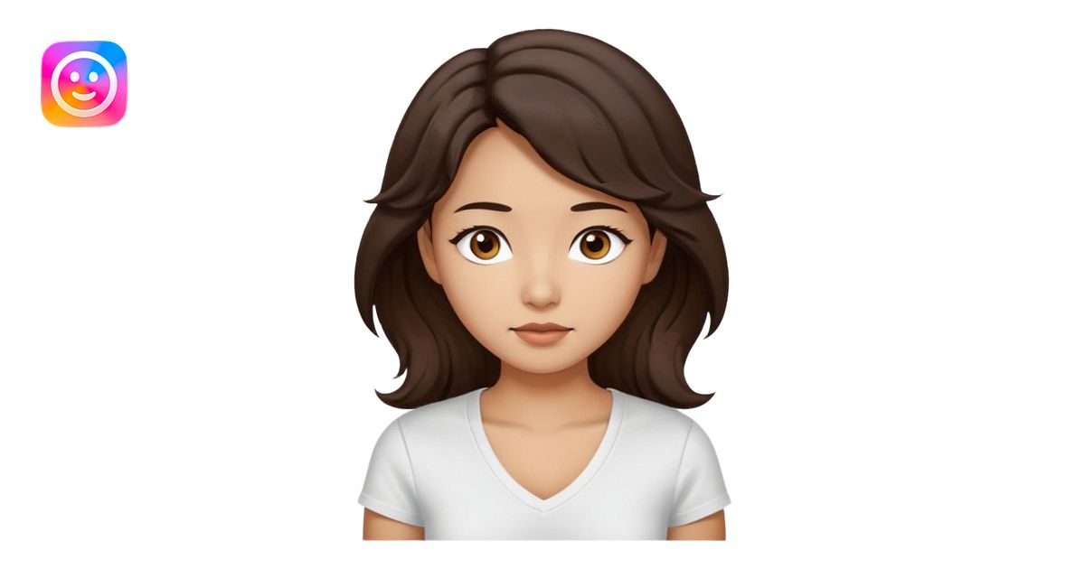 iOS style emoji. A girl with very long dark brown wavy hair. And the ...