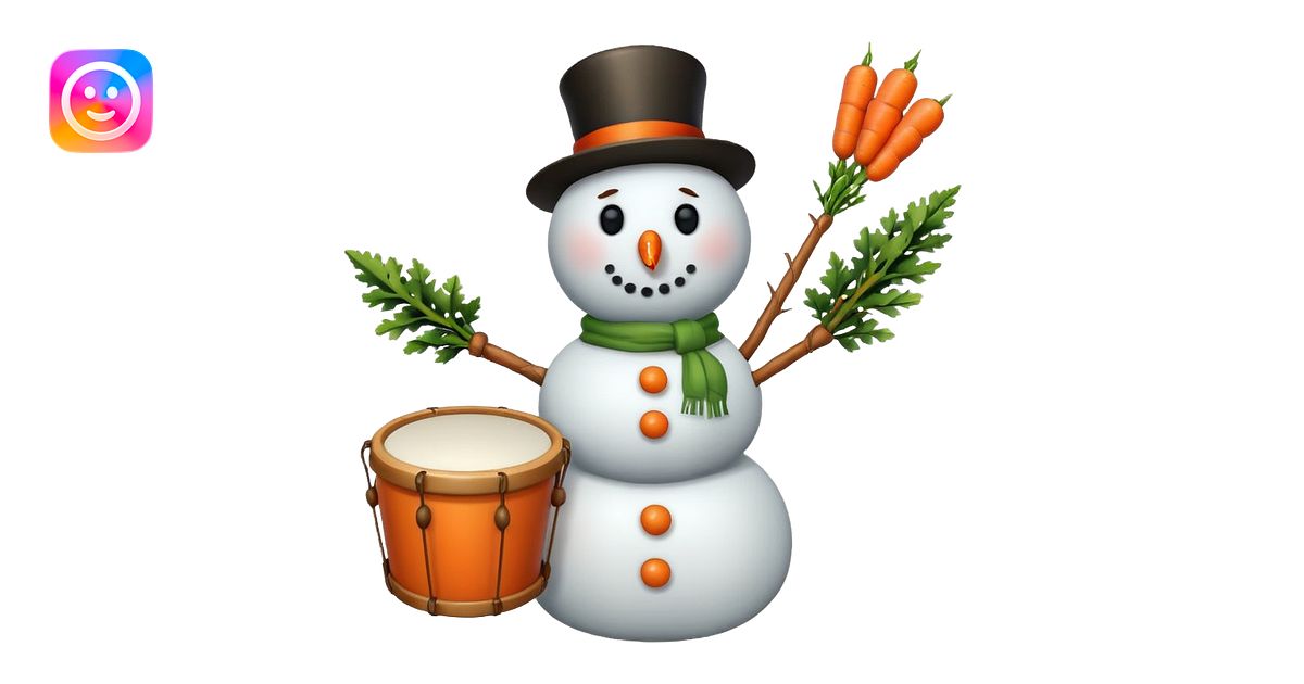 Snowman with Musical Instrument drum emoji | AI Emoji Generator