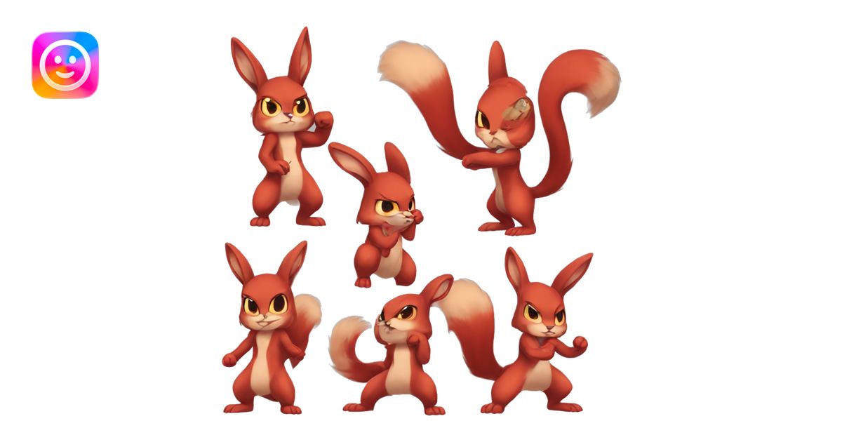 Anthro Sona Cool Angry Fakemon Full Body Red Rabbit Squirrel Chibi Cute ...