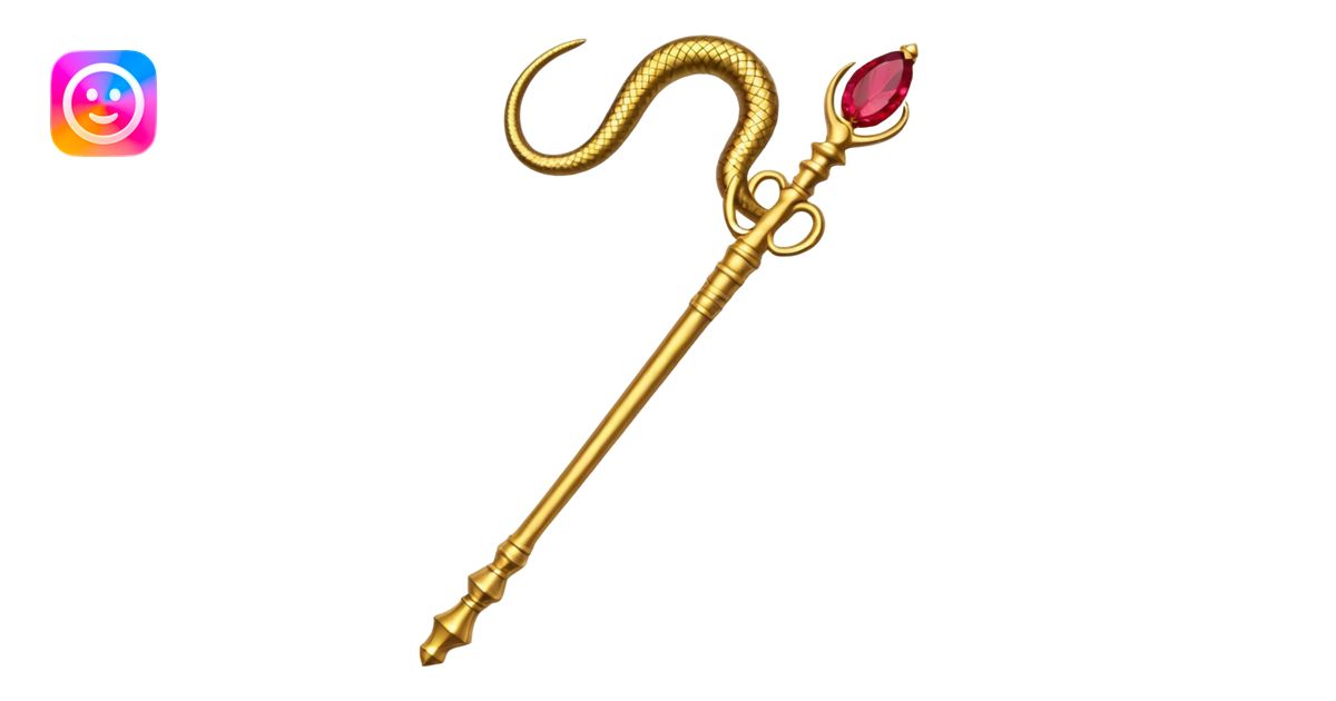 Ancient Egyptian gold snake staff-scepter with ruby eyes emoji | AI ...