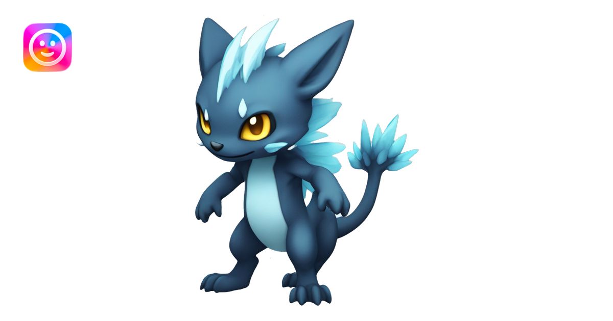a anthro chibi-style dark-type-ice-type Fakémon-hybrid full body emoji ...