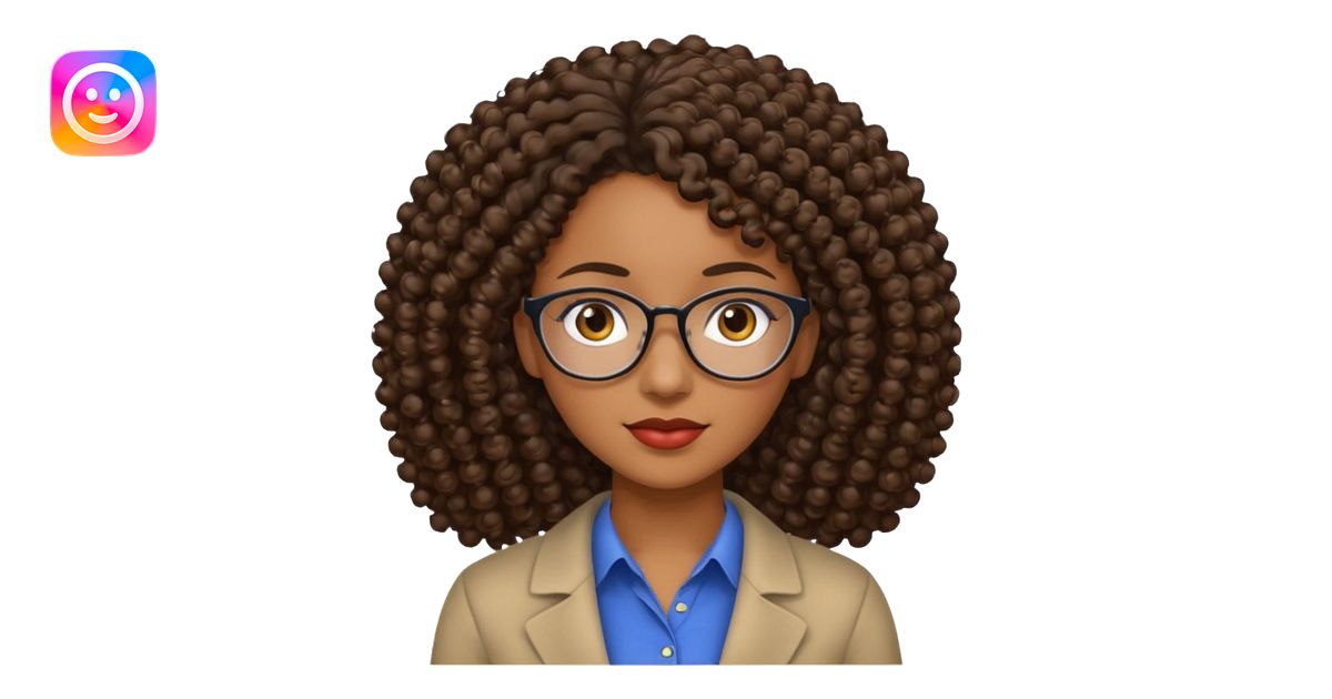 Black female teacher with curly hair and no glasses emoji | AI Emoji ...