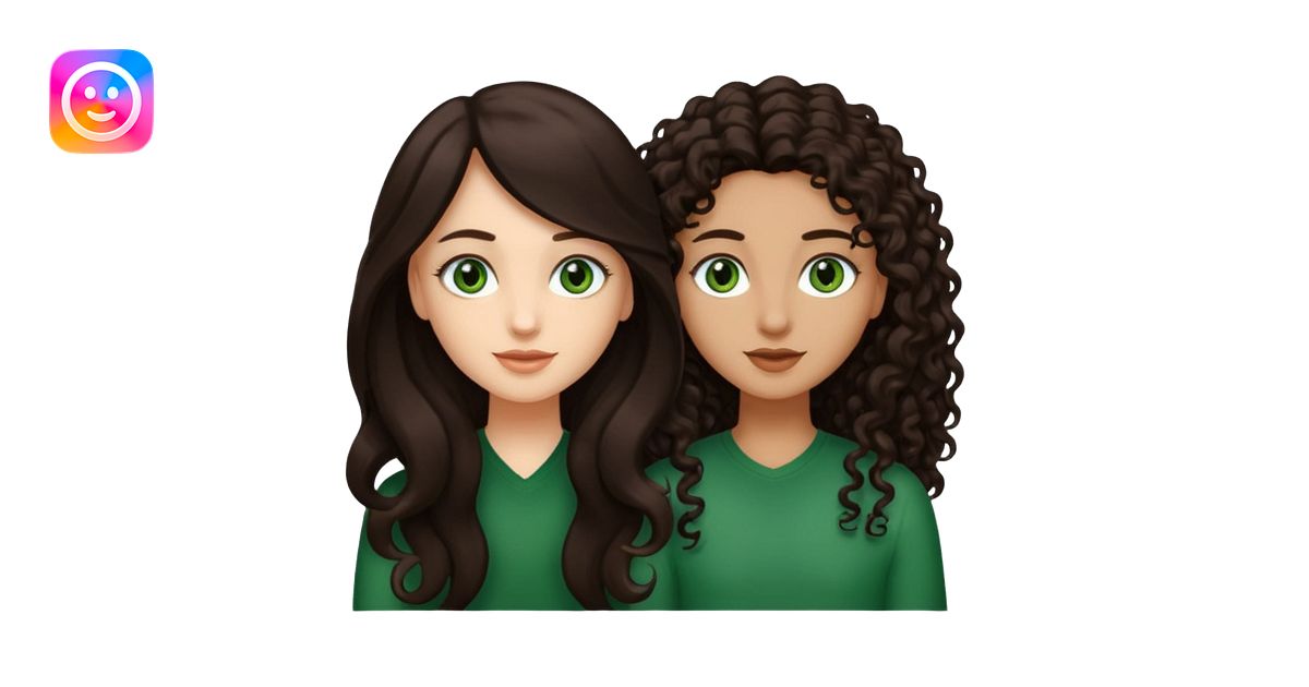 Two besties: 1: long fully straight darkbrown hair, green eyes 2: long ...