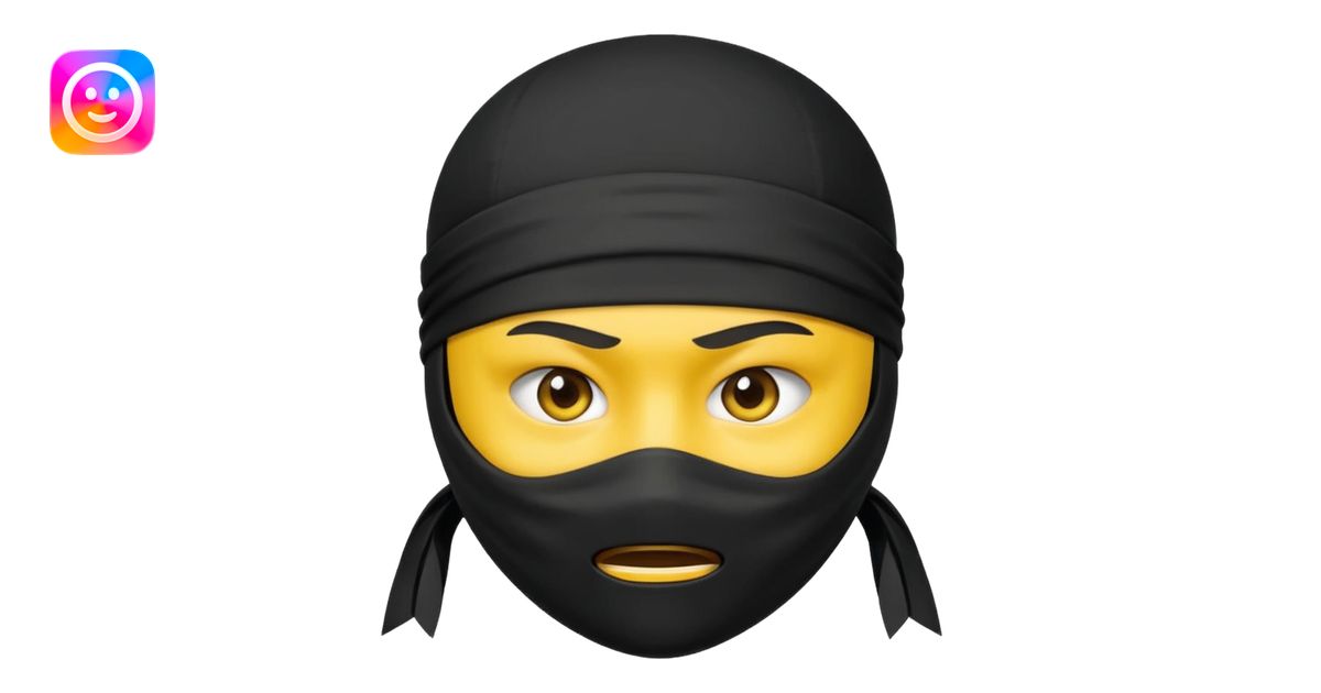 ninja face emoji with black ninja mask covering lower face, no skin ...