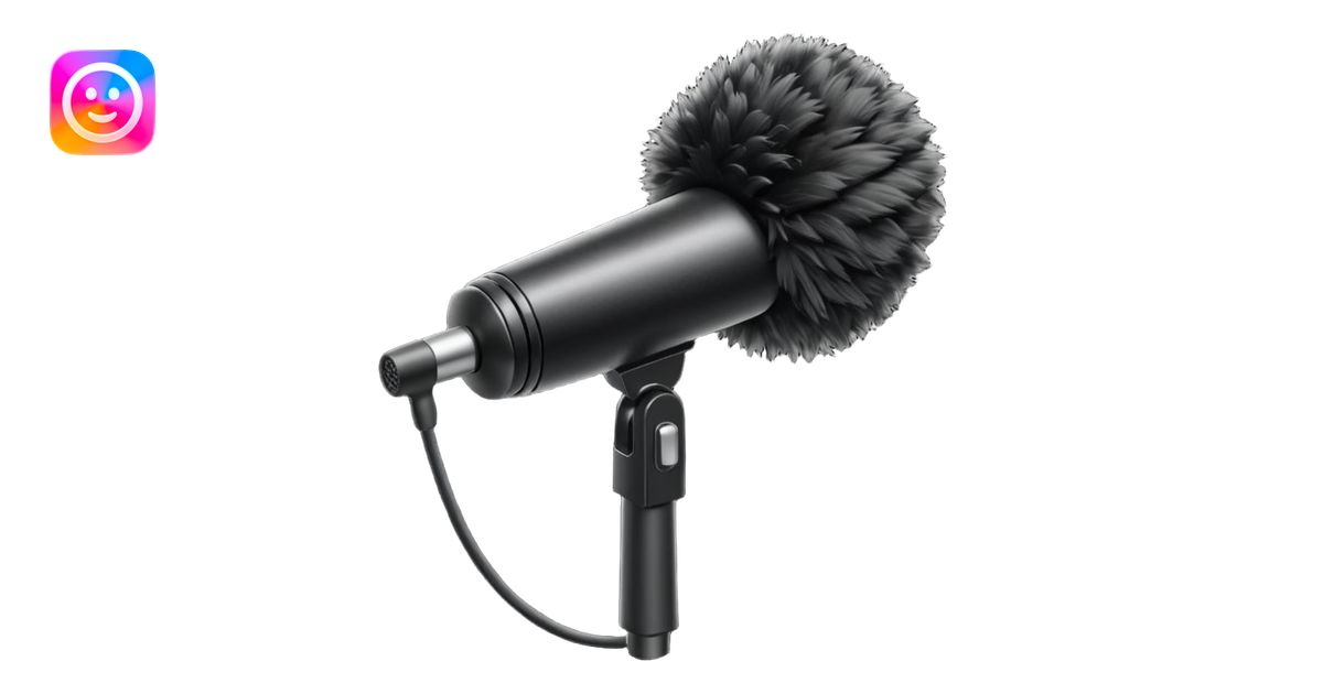 boom fluffy microphone with stick emoji | AI Emoji Generator