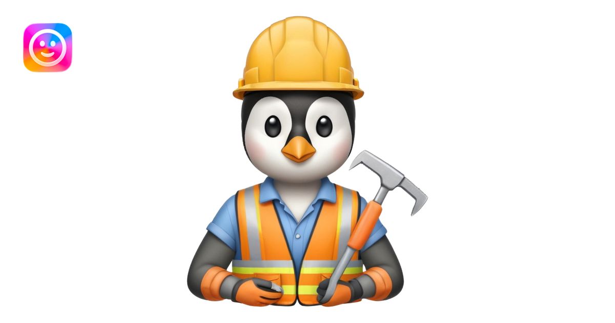 Penguin Construction Worker with saw emoji | AI Emoji Generator