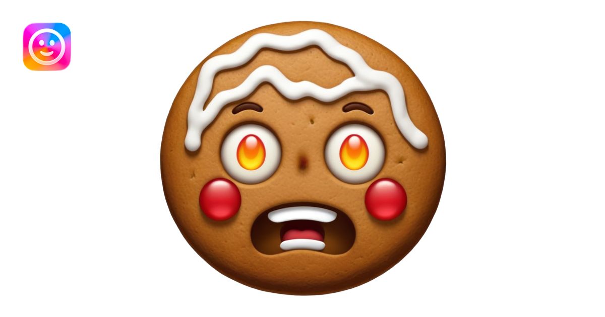 angry gingerbread man head with white eyes emoji | AI Emoji Generator