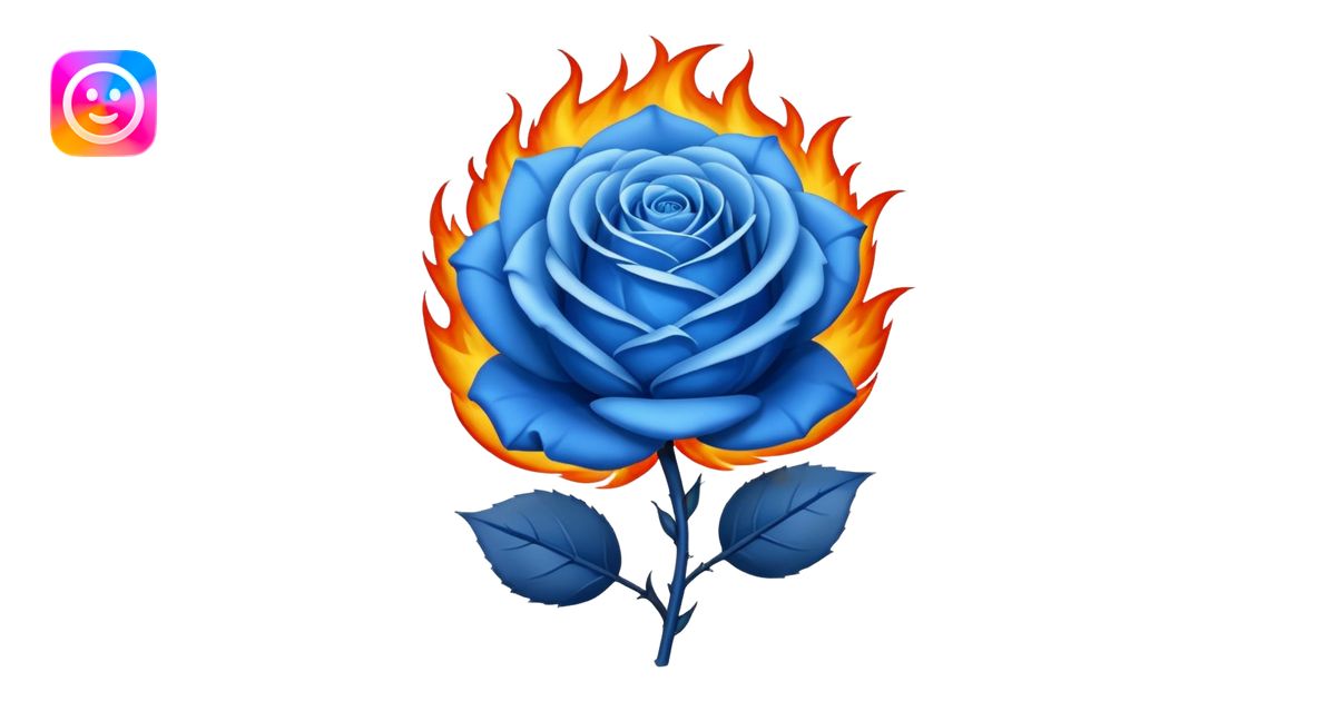 Blue rose in big flame emoji | AI Emoji Generator