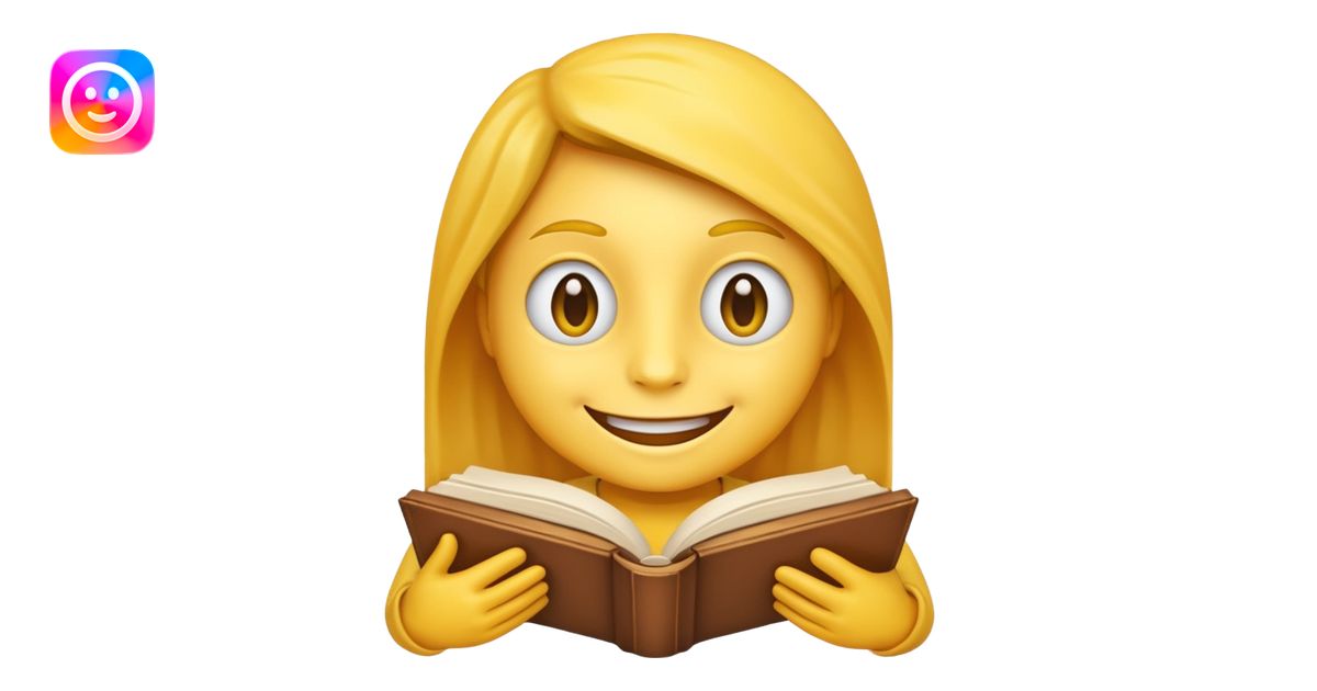 A emoji with a book in its hands like these but combined 😁📖 no pink ...
