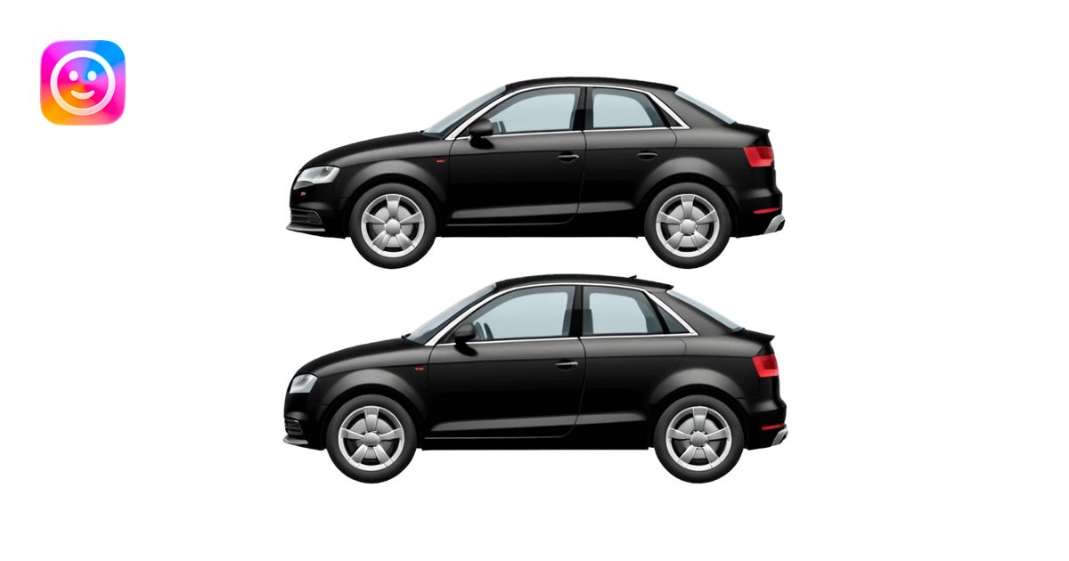 create an ios emoji of a black car, car shape must be similar to a ...