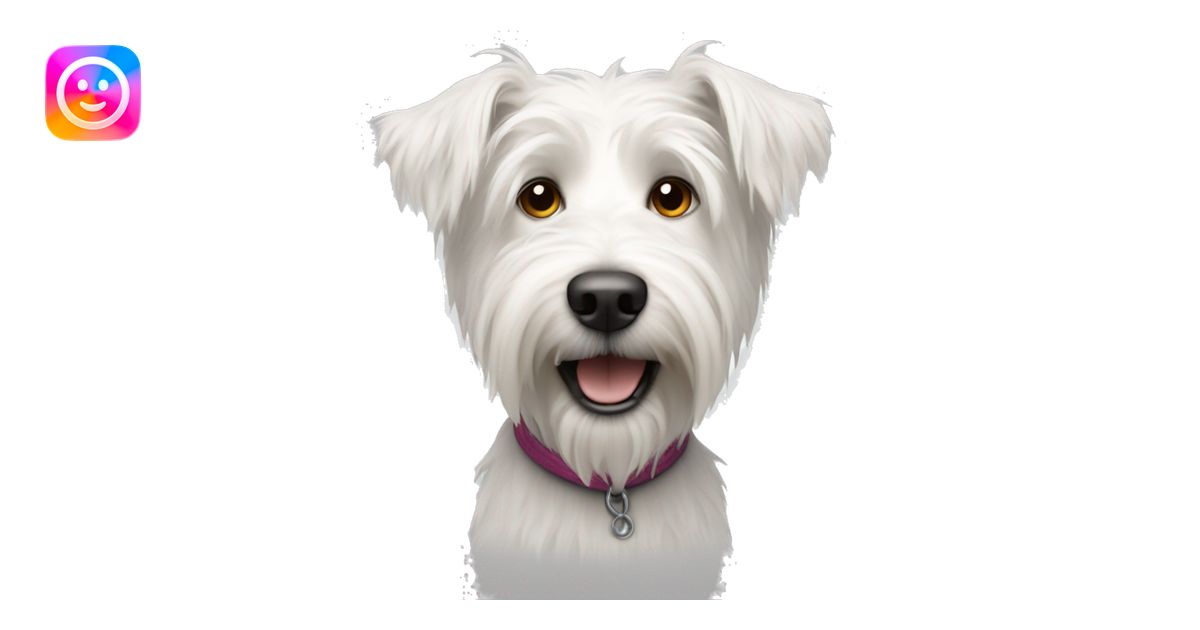 Thin shaggy scruffy white terrier dog emoji | AI Emoji Generator