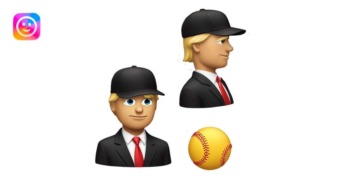a single emoji of donald trump black suit, red tie, and red baseball ...