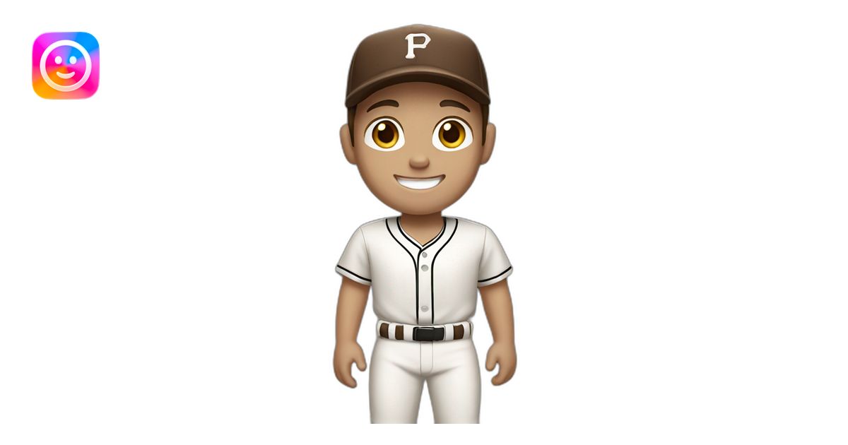 Boy baseball player, white skin, brown hair, smiling. emoji | AI Emoji ...