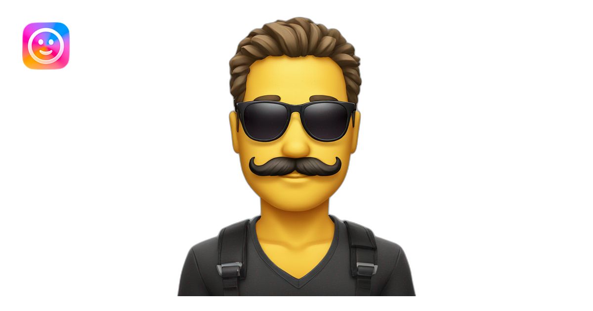 Cool sun glasses and mustache man emoji | AI Emoji Generator