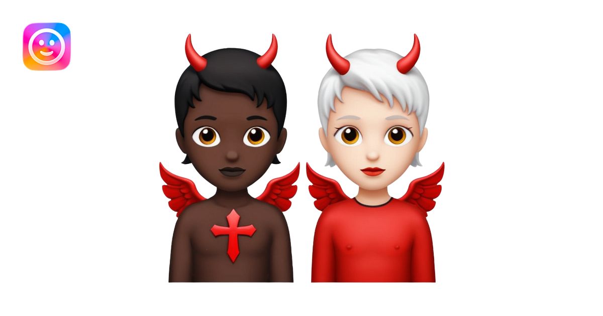 create a angel and devil in one emoji emoji | AI Emoji Generator