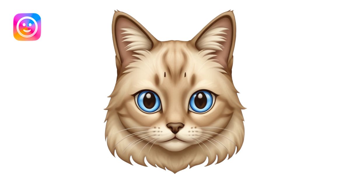 Tabby cat long hair in Siamese colors emoji | AI Emoji Generator