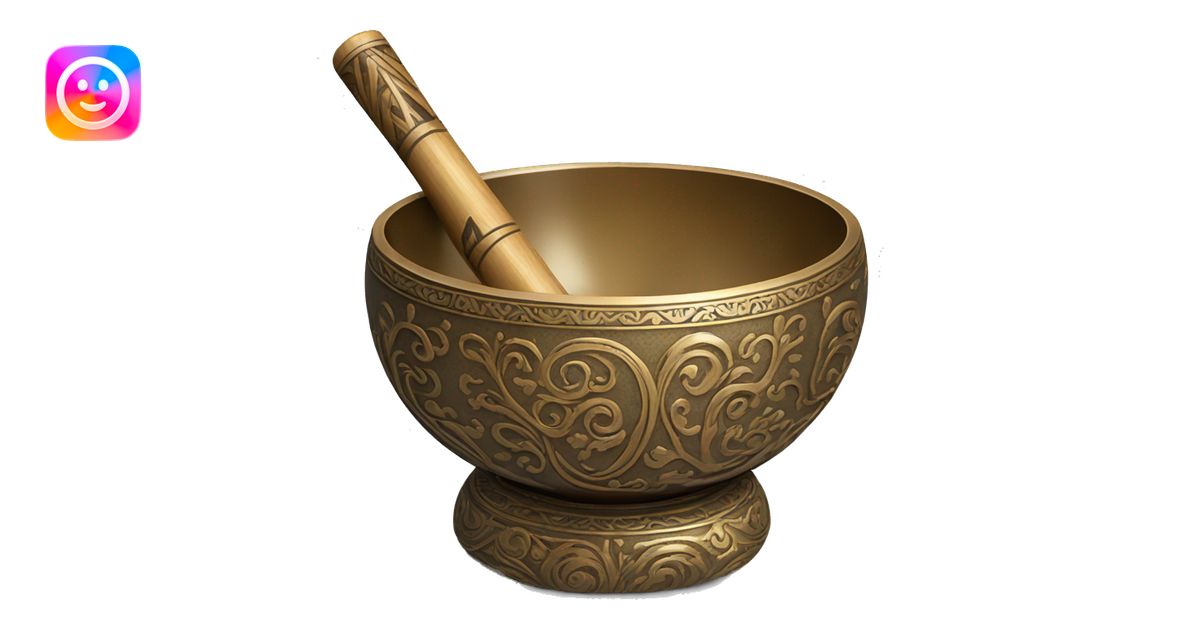 ornate Tibetan Singing bowl with stick emoji | AI Emoji Generator