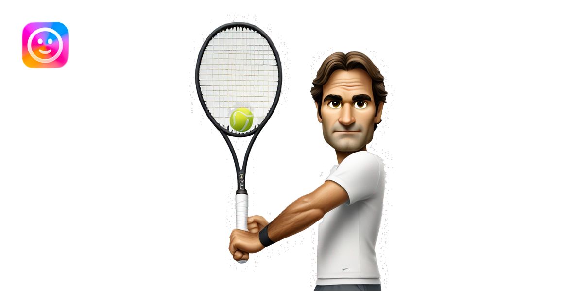 roger federer with a tennis racket emoji | AI Emoji Generator