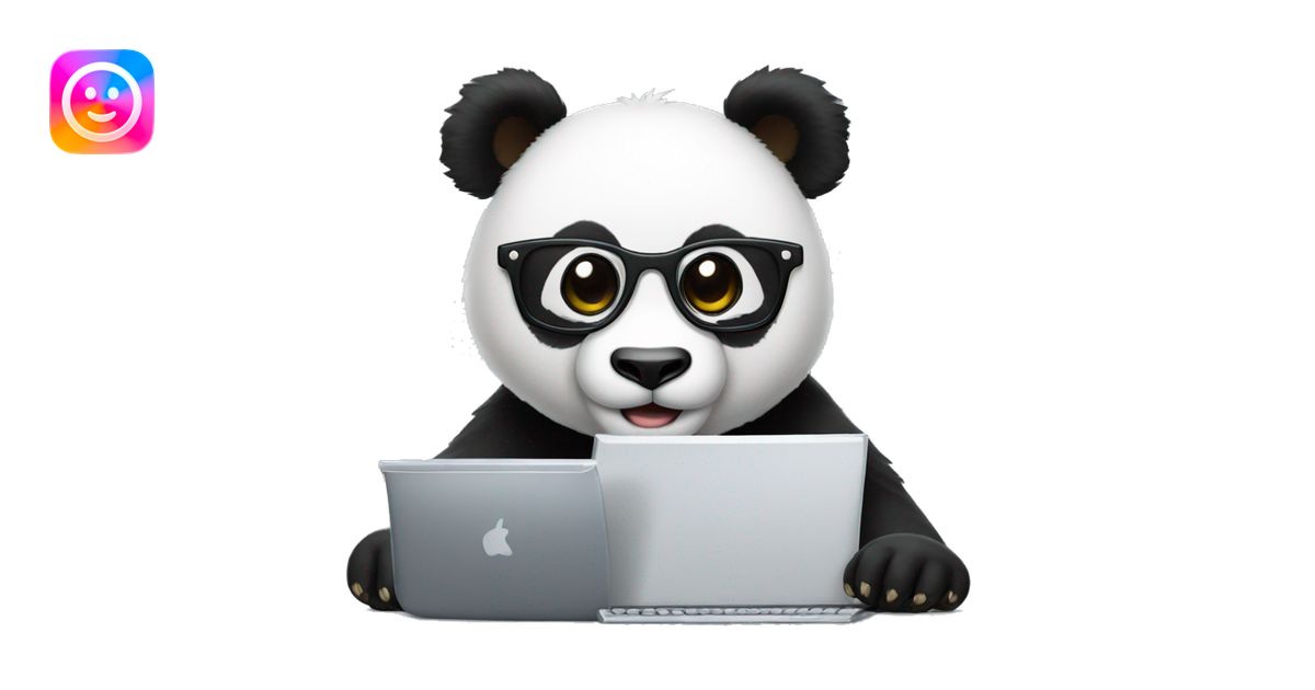 panda with glasses typing code on a big computer emoji | AI Emoji Generator