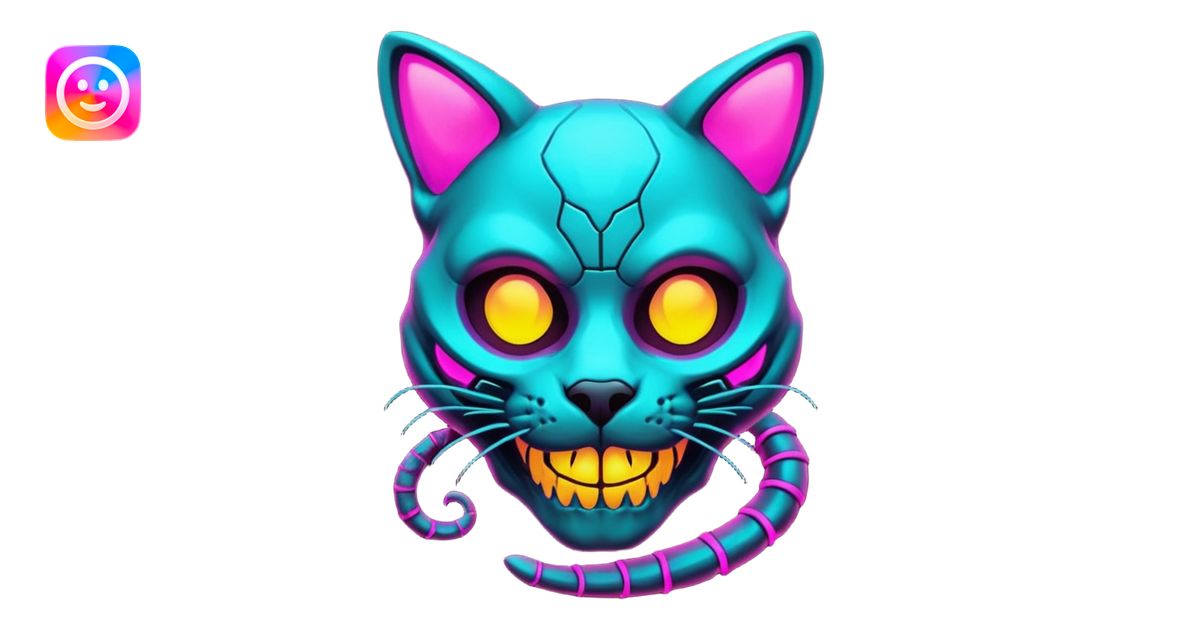 Catty Neon Snaky Protogen-Skull-cat (full body) emoji | AI Emoji Generator