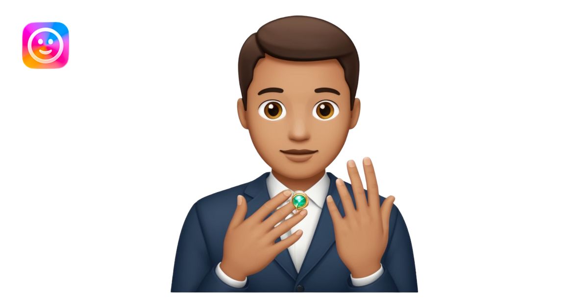Man emoji with engagement ring emoji | AI Emoji Generator