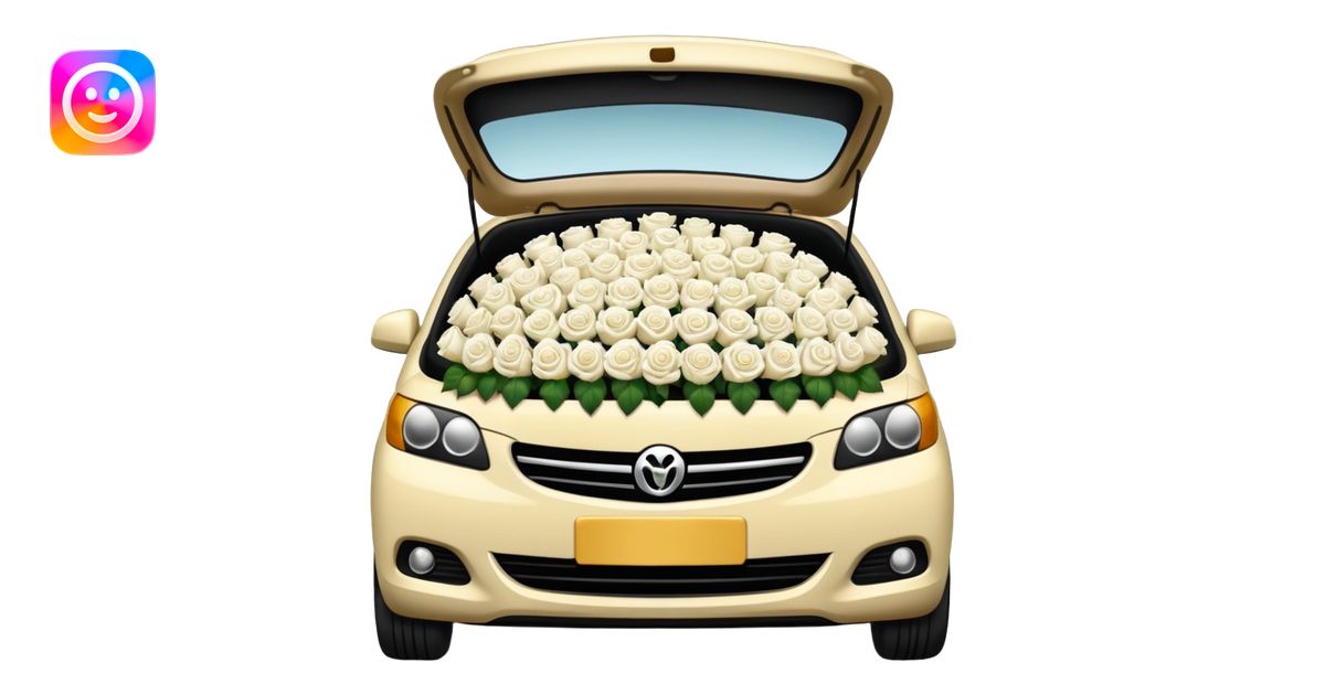 compact car, trunk packed with white roses, emoji style emoji | AI ...