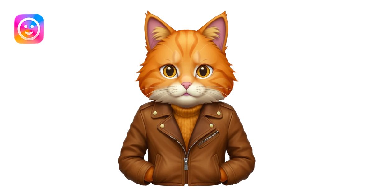 orange cat with brown leather jacket emoji | AI Emoji Generator