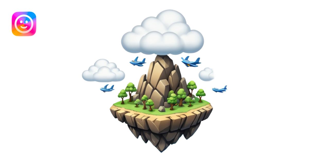 Flying Island, cloud around emoji | AI Emoji Generator
