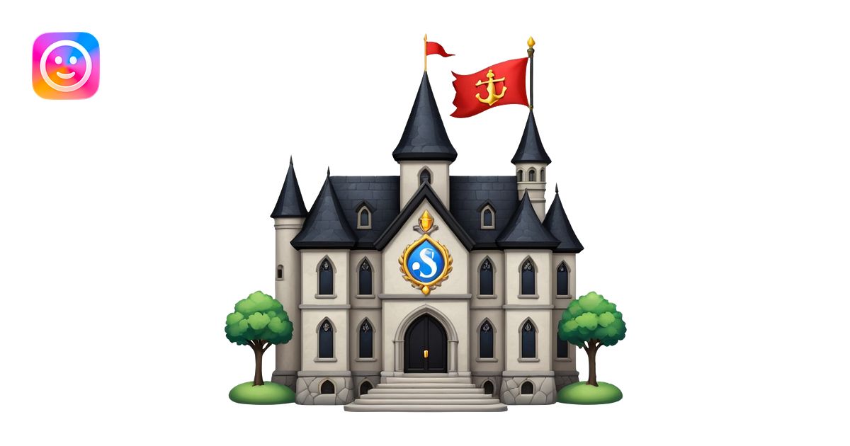 magic school, with a flag, flag on a roof emoji | AI Emoji Generator