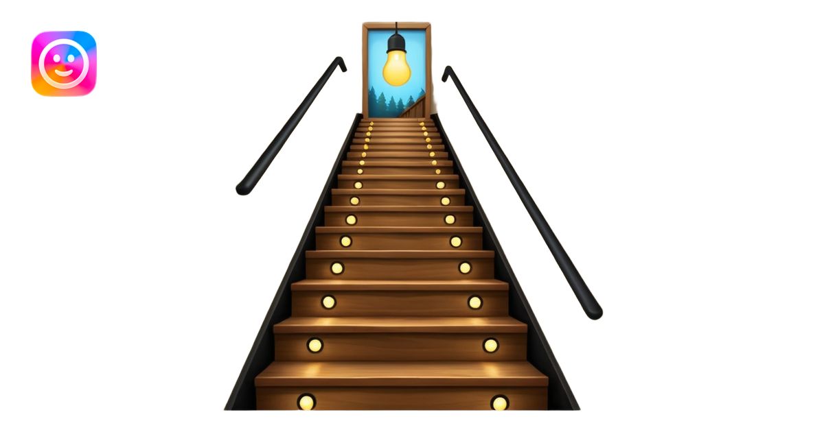 Lights up stairs looking down stairs emoji | AI Emoji Generator