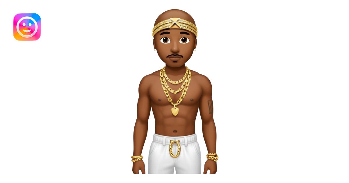 Tupac with white sequin baggy pants, shirtless with necklace emoji | AI ...