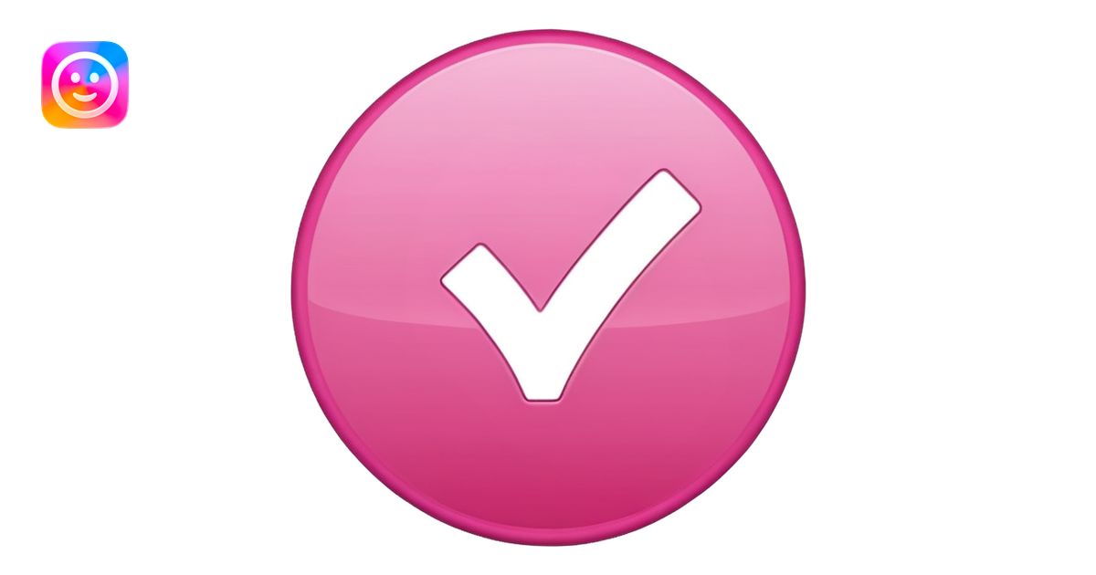 checkmark symbol in a circle in pink color that would reflect that a ...