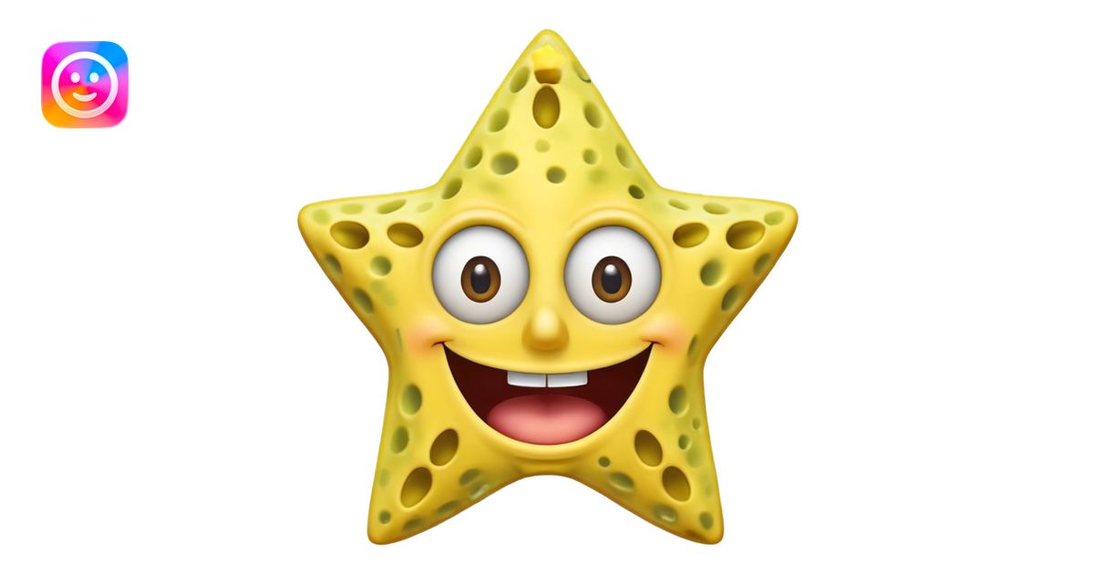 Star face SpongeBob mouth shape open happy emoji | AI Emoji Generator