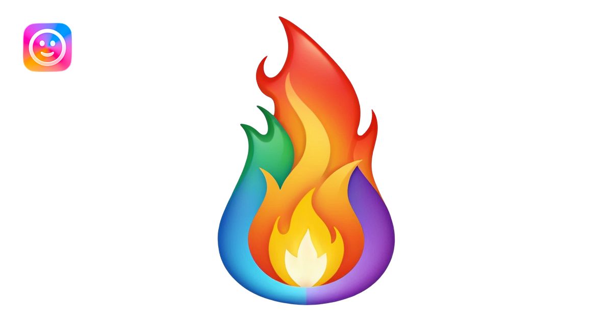 A fire emoji with the colors of the pride flag. Take away the small ...