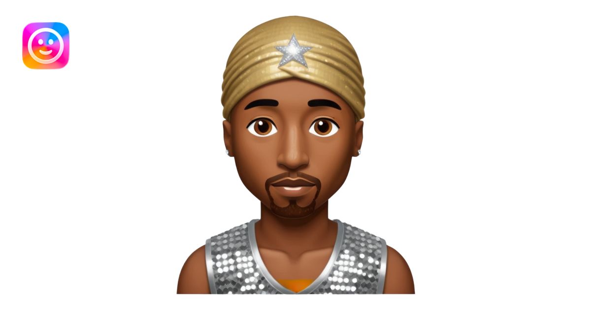 Tupac with silver sequin outfit emoji | AI Emoji Generator