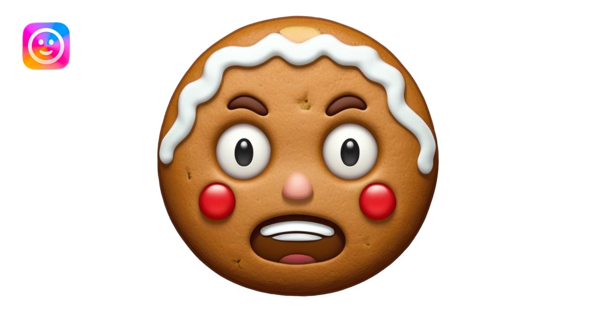 angry gingerbread man head with white eyes emoji | AI Emoji Generator