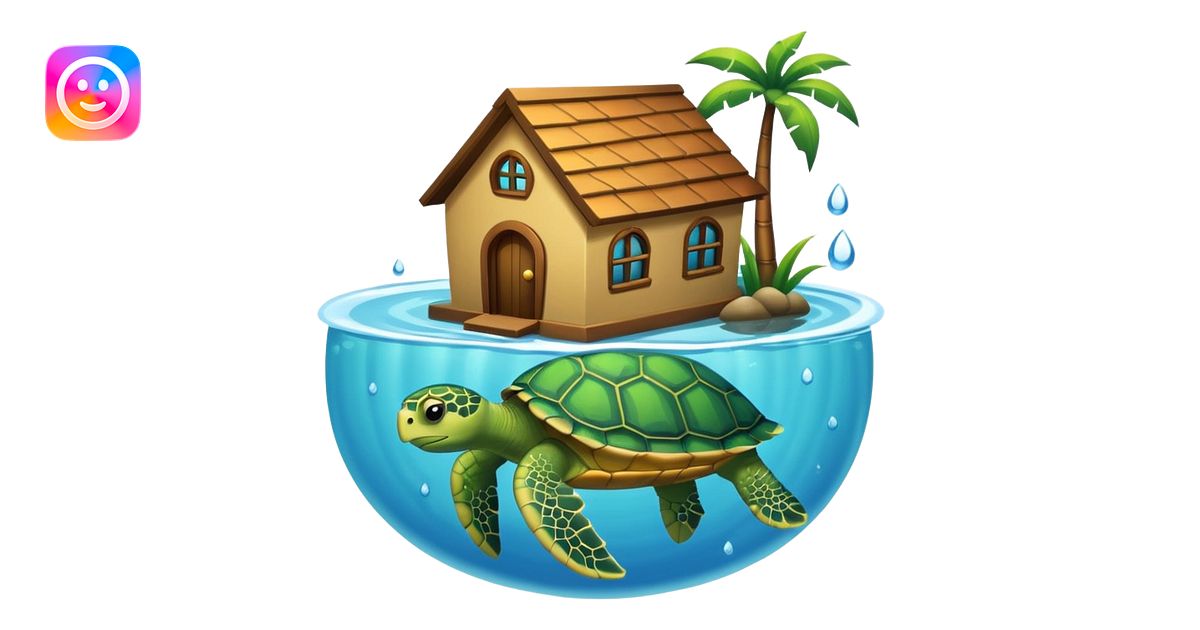 pet turtle in water house emoji | AI Emoji Generator