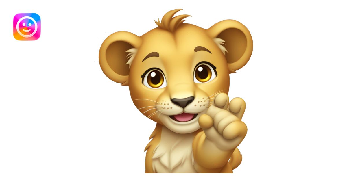 cute female lion cub waving emoji | AI Emoji Generator