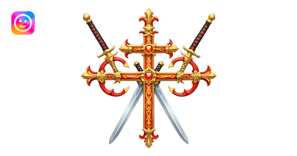 Create two swords that are in a cross and look fiery and royal looking ...