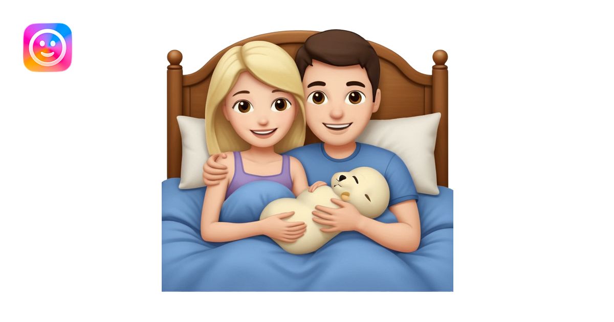 A couple cuddling in bed emoji | AI Emoji Generator