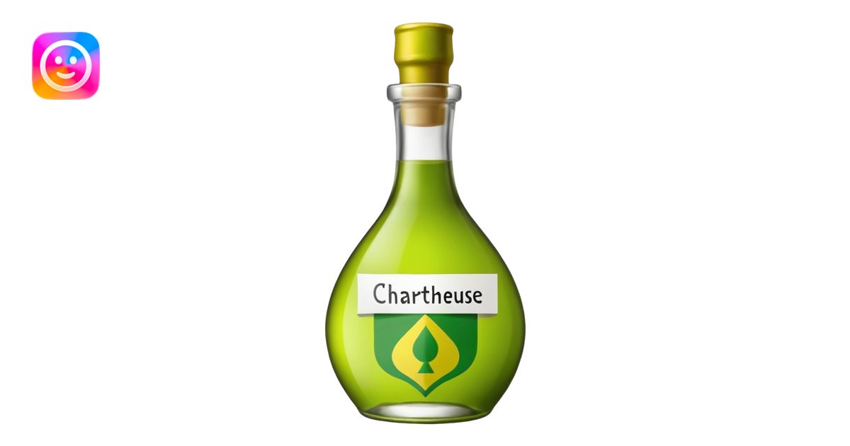 Une bouteille de chartreuse verte sous forme de drapeau avec ecrit ...