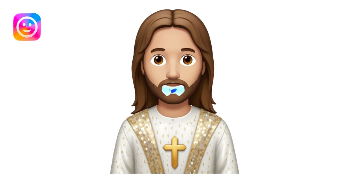 Jesus Christ from The Bible with long brown hair, white sequin outfit ...