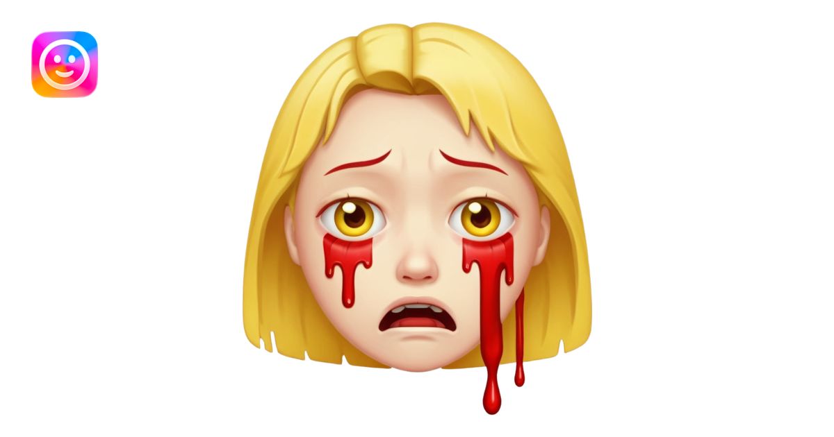 make me an emojiof a yellow face crying blood. emoji | AI Emoji Generator
