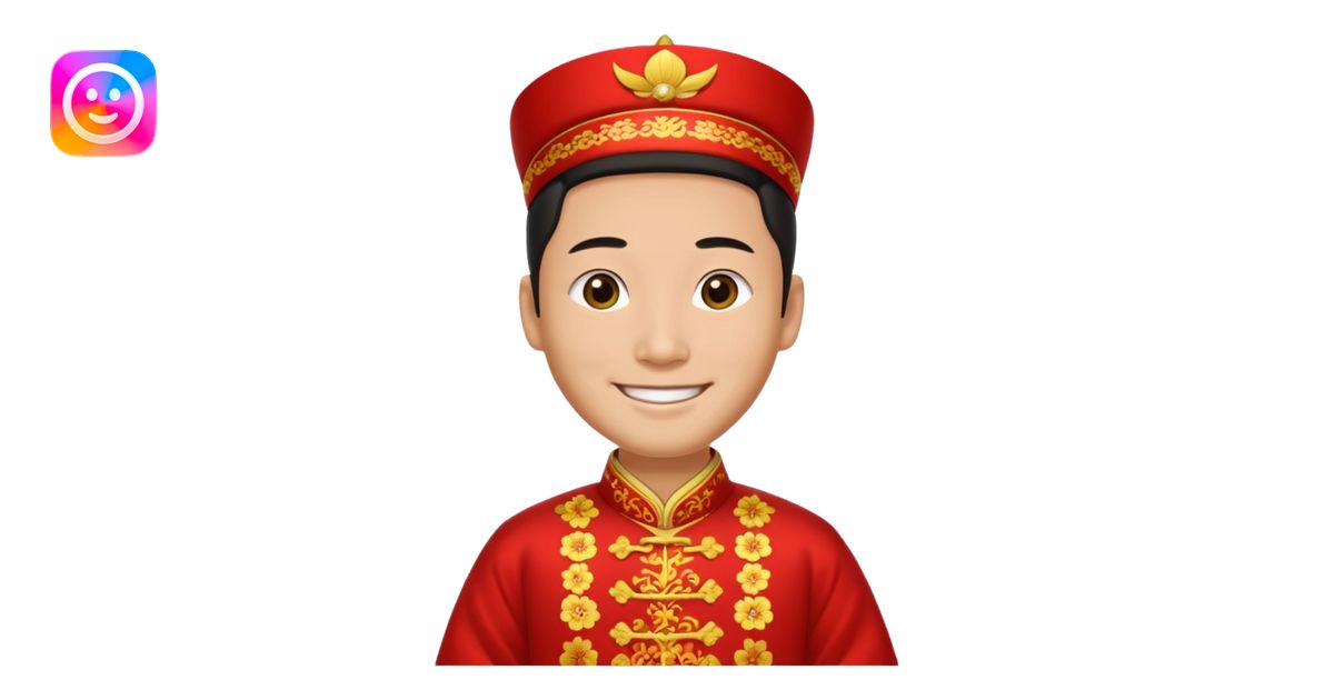 Chinese groom, traditional, culture of chinese, smiley on face. emoji ...