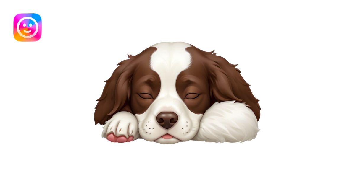 Meme-Worthy Cute Sleeping Springer Spaniel Portrait Emoji, Head resting ...