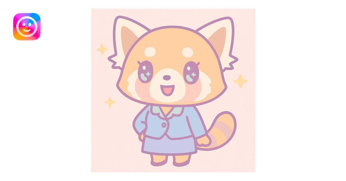 Aggretsuko red panda character, cute, anime style, wearing office ...