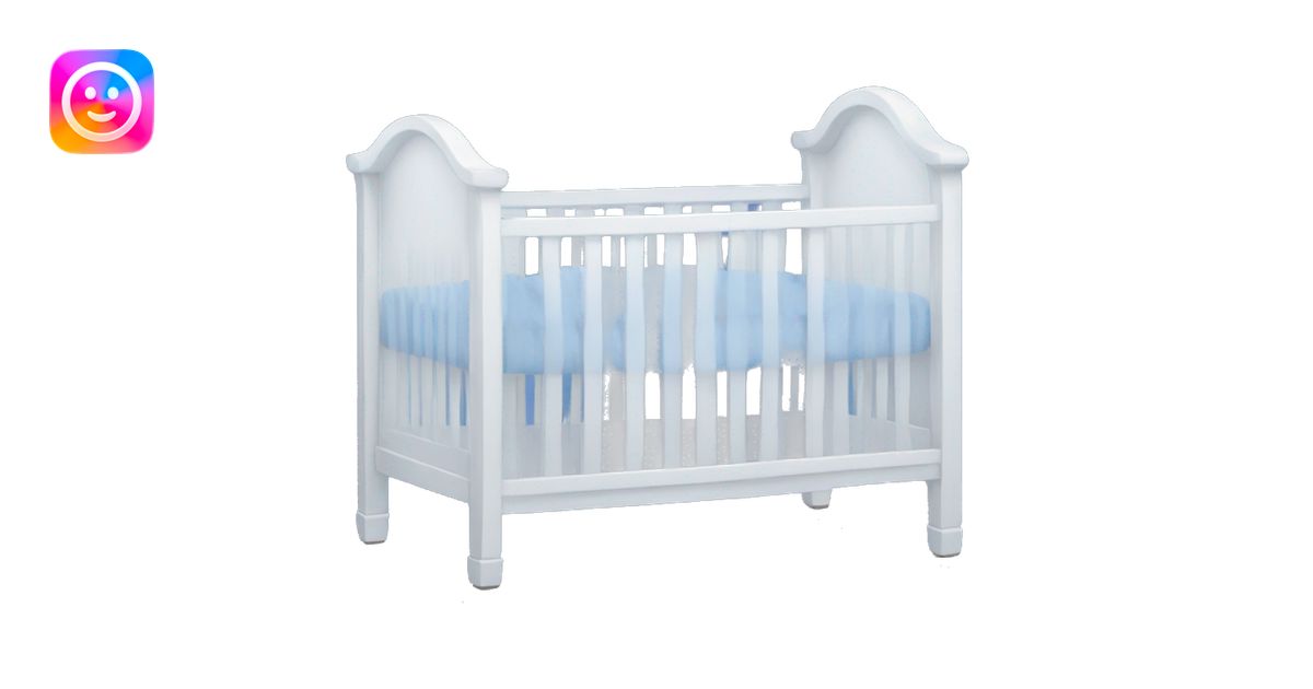 White crib with blue sheets emoji | AI Emoji Generator