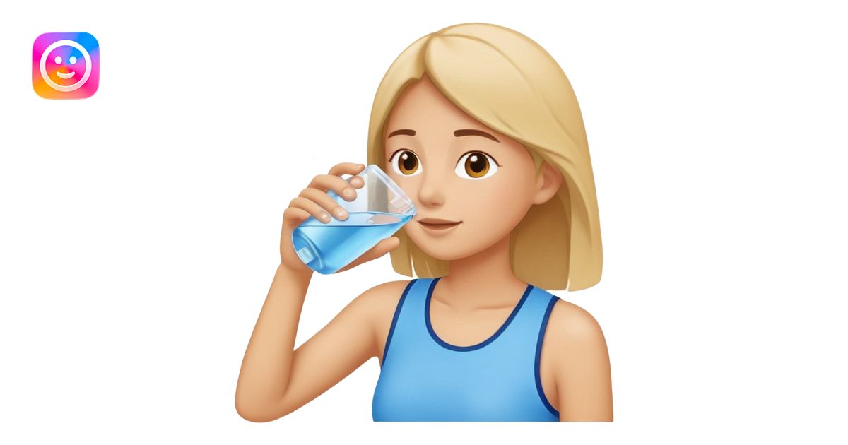 Emoji of a person drinking water, healthy and refreshing feeling ...