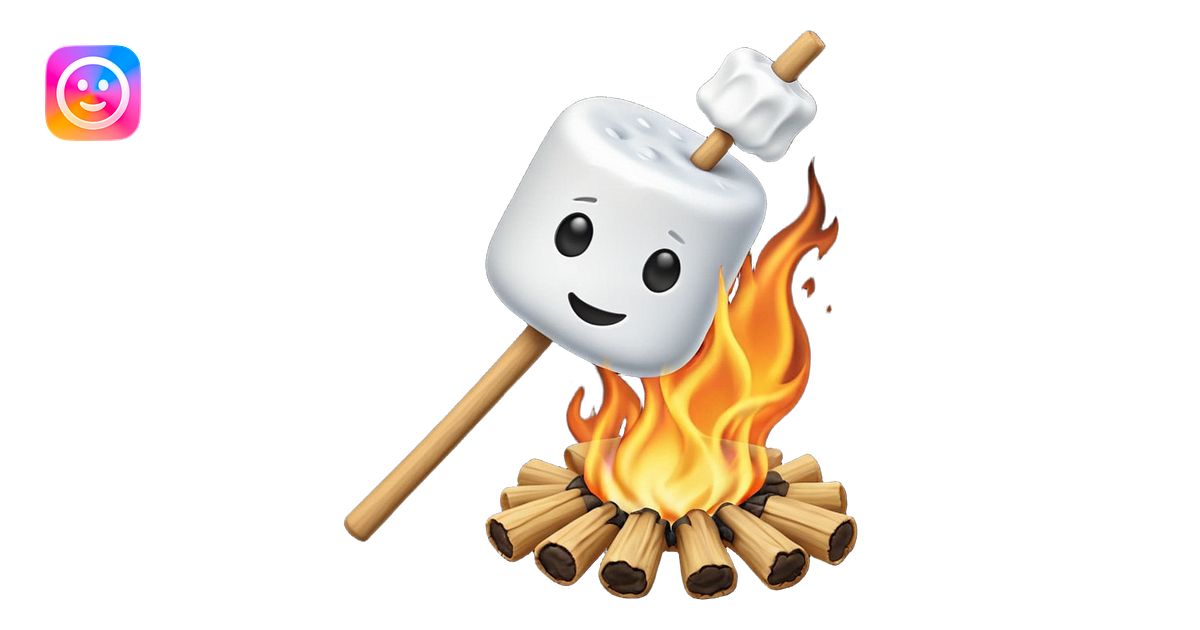melting Marshmallow on stick at the fire emoji | AI Emoji Generator